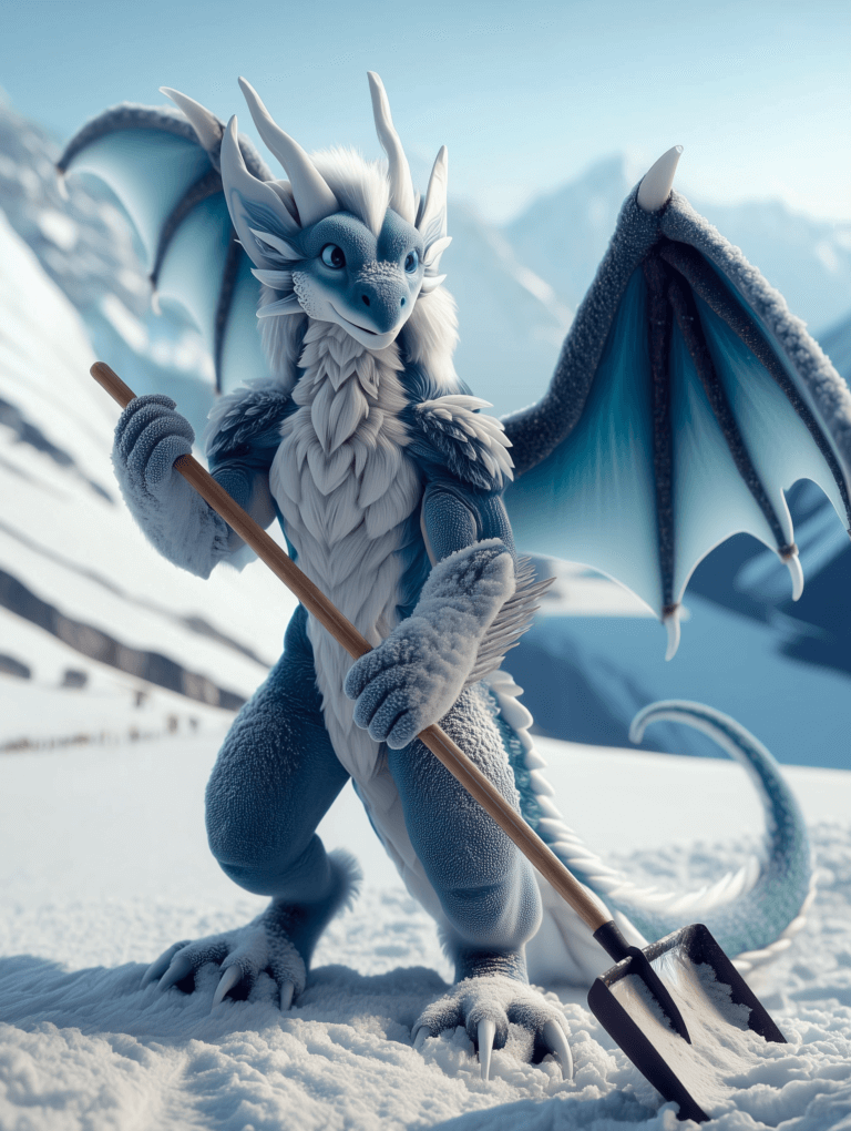 Winter Fantasy Story | A Frost Dragon Battles Snow with a Shovel
