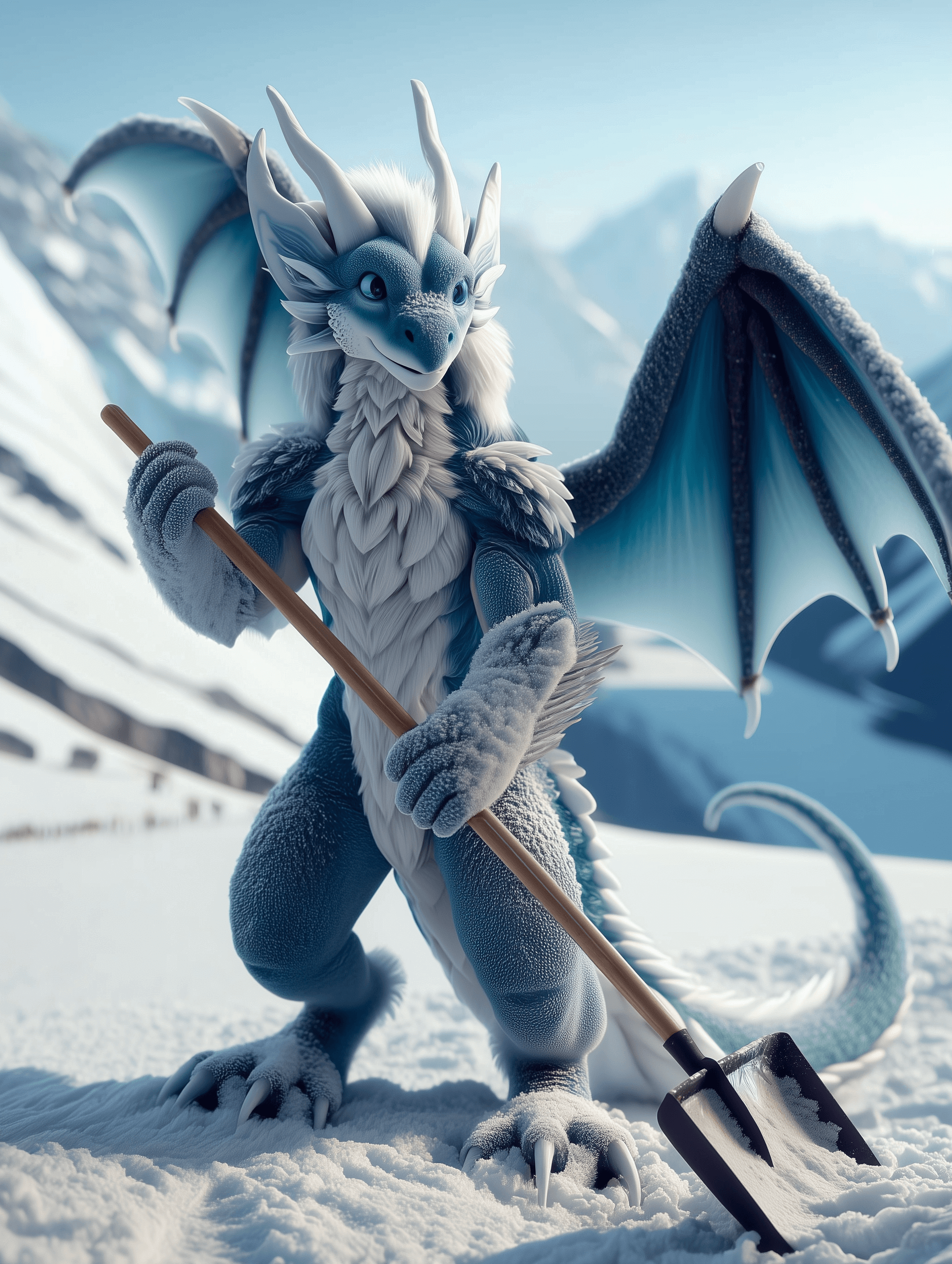 Winter Fantasy Story | A Frost Dragon Battles Snow with a Shovel