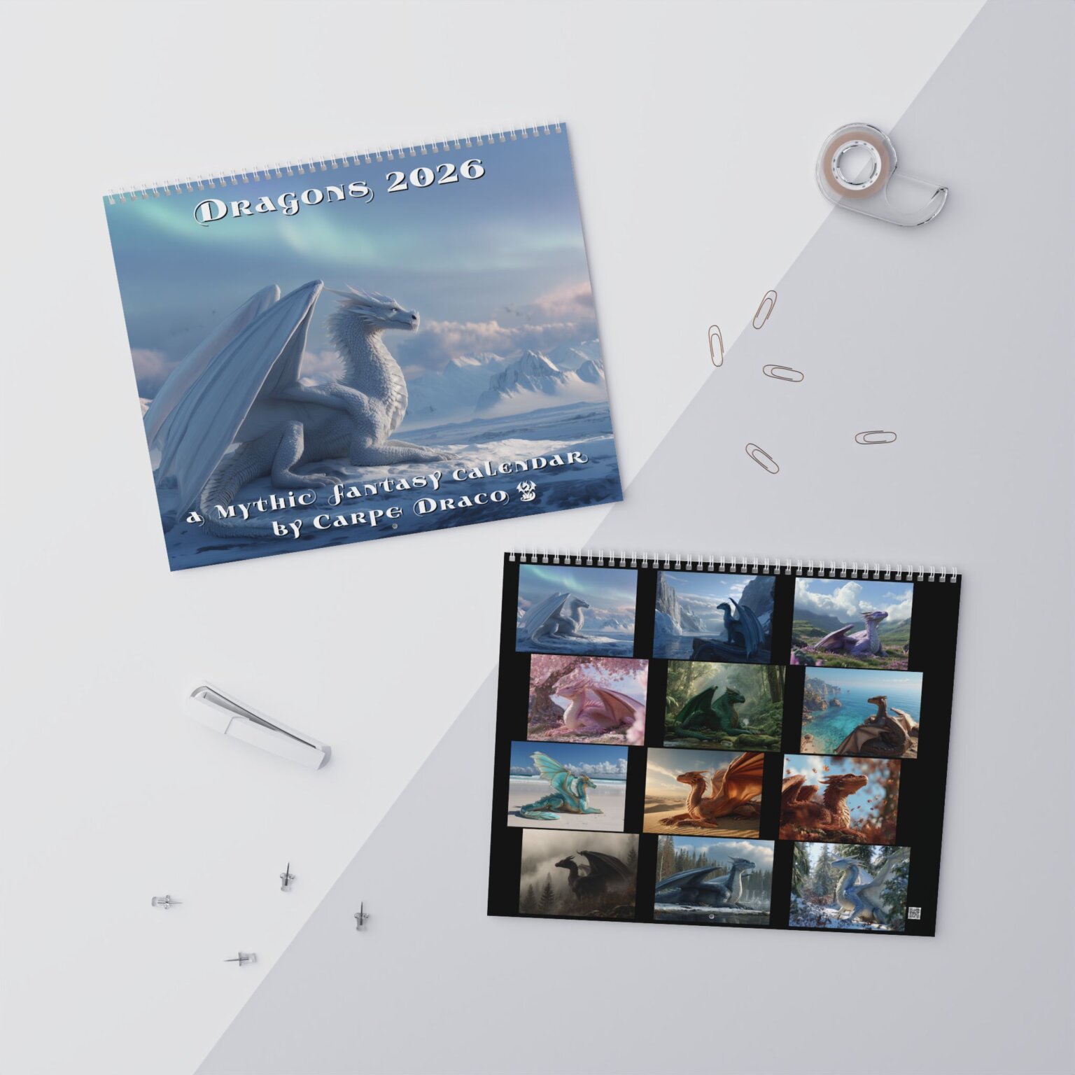 Dragon Art Wall Calendar 2026 - Scenic Fantasy Dragon Monthly Calendar ...